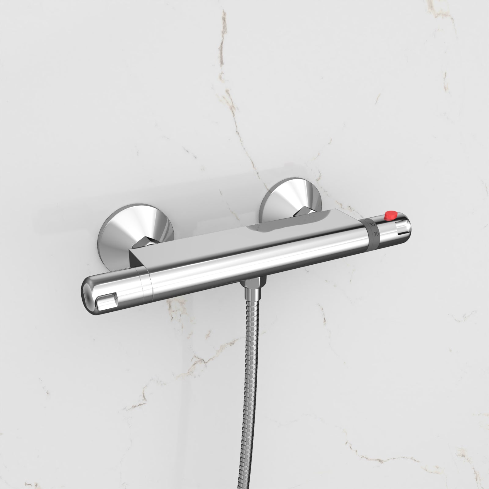 Exposed Shower Thermostatic Bar Mixer Valve Chrome