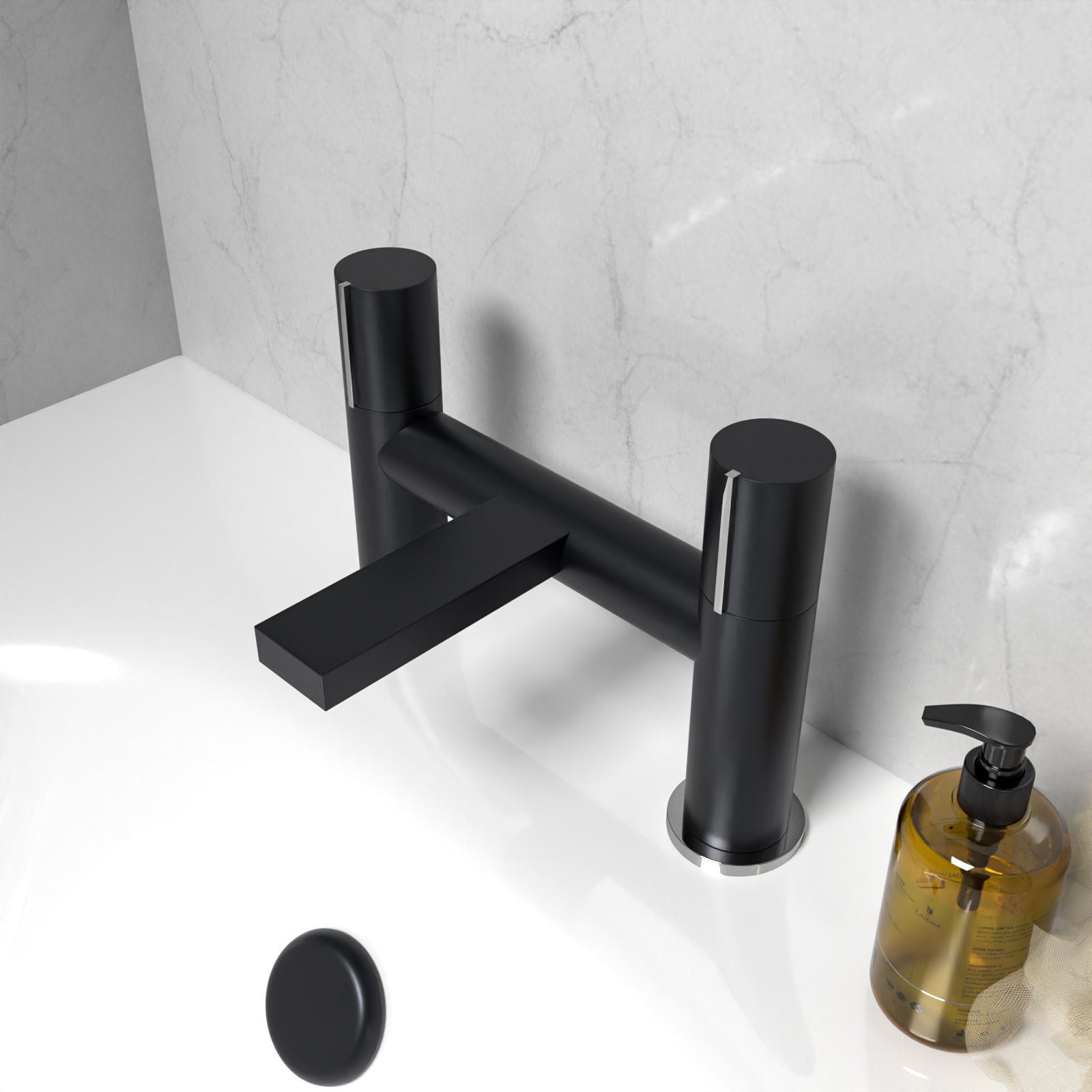 Arte Handleless Futuristic Matt Black Bath Filler Tap Deck Mounted Bra