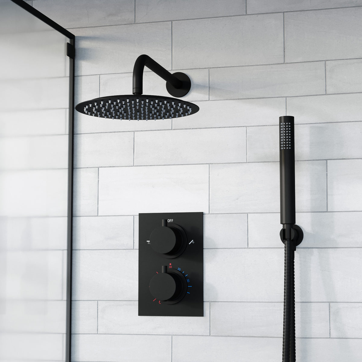 Folke 2 Dial 2 Way Round or Square Concealed Thermostatic Shower Mixer