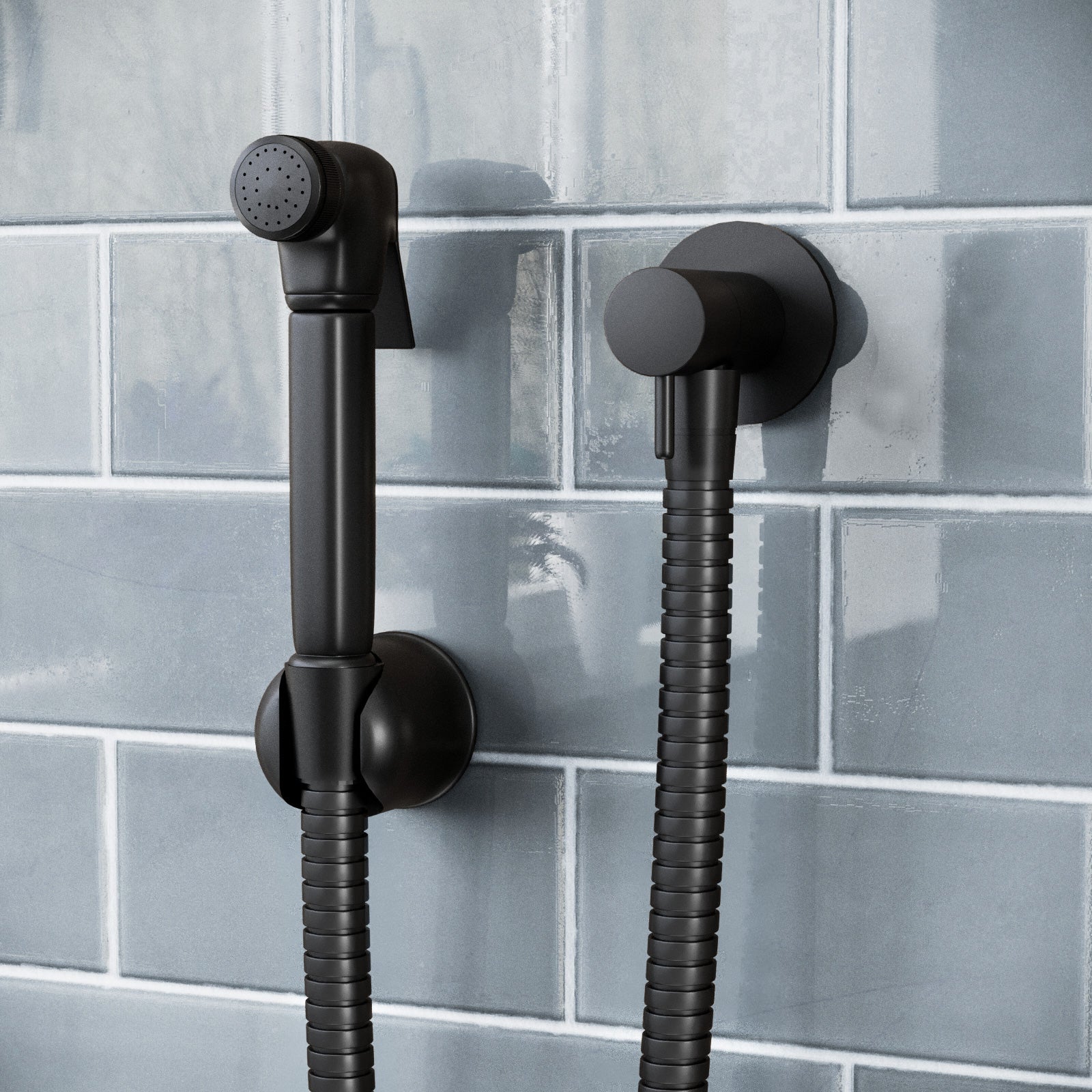 Contemporary Matt Black Hand Shower Bidet Douche Kit