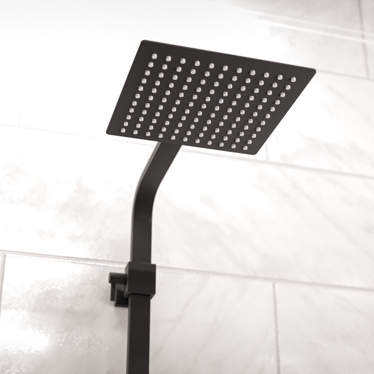 Modern Square Matte Black Exposed Thermostatic Mixer Shower Set With S