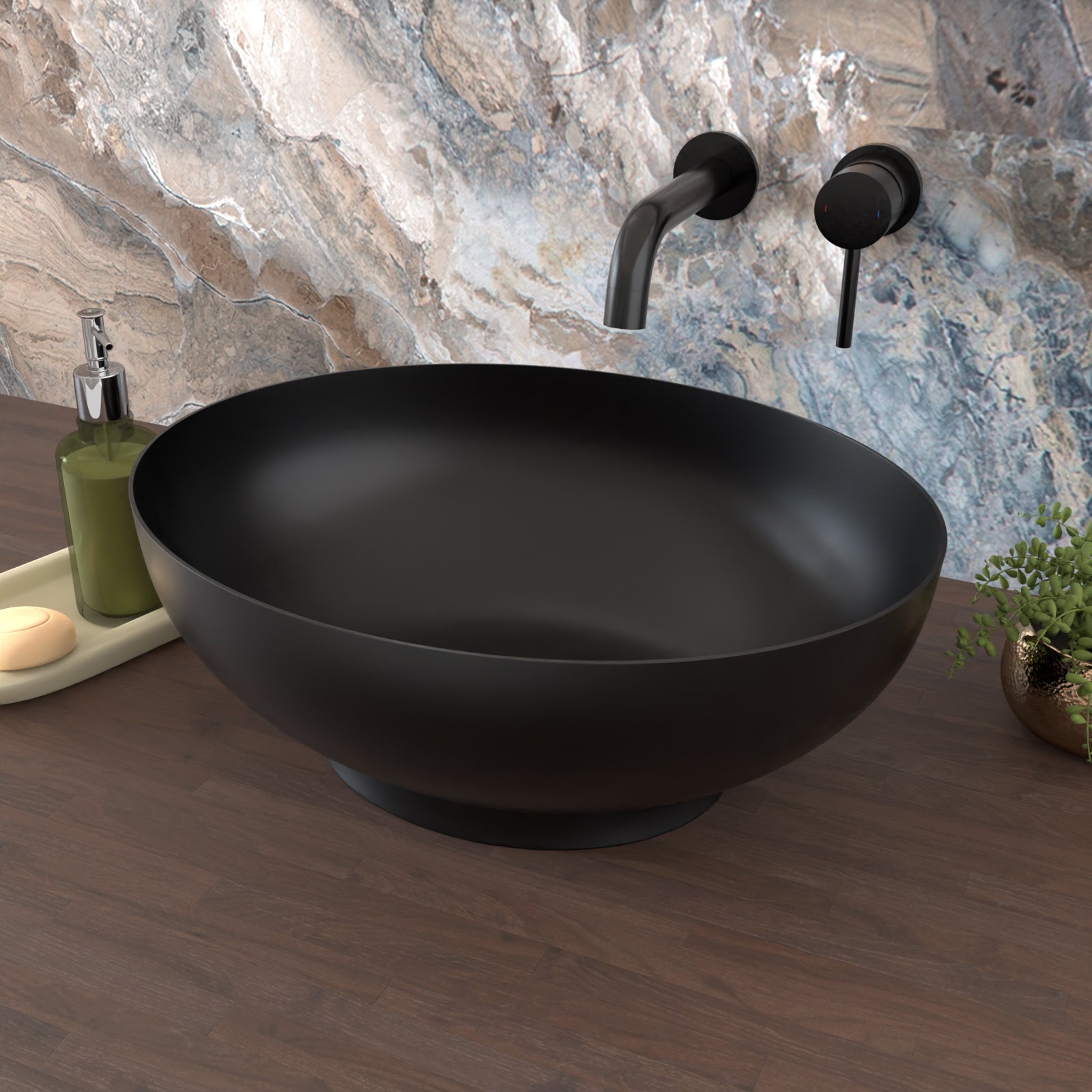 Blacon 410mm x 335mm Countertop Basin Oval Matte Black