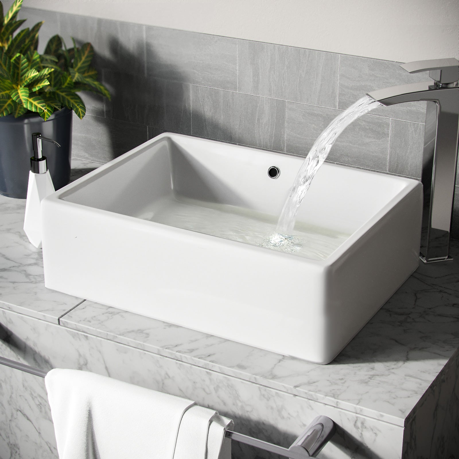 Leven 510 x 360mm Cloakroom Rectangle Stand Alone Counter Top Basin Si