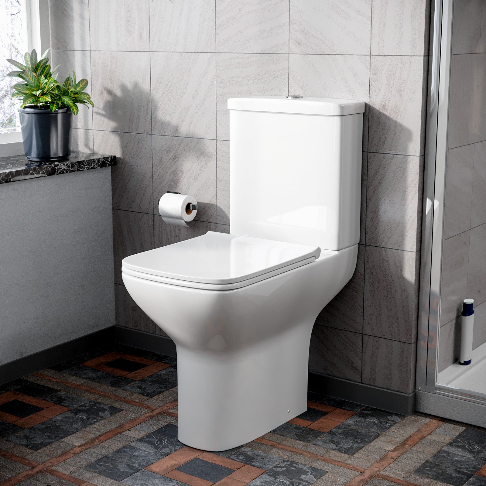 Ari Comfort Height Close Coupled WC Toilet Cistern & Soft Close Seat