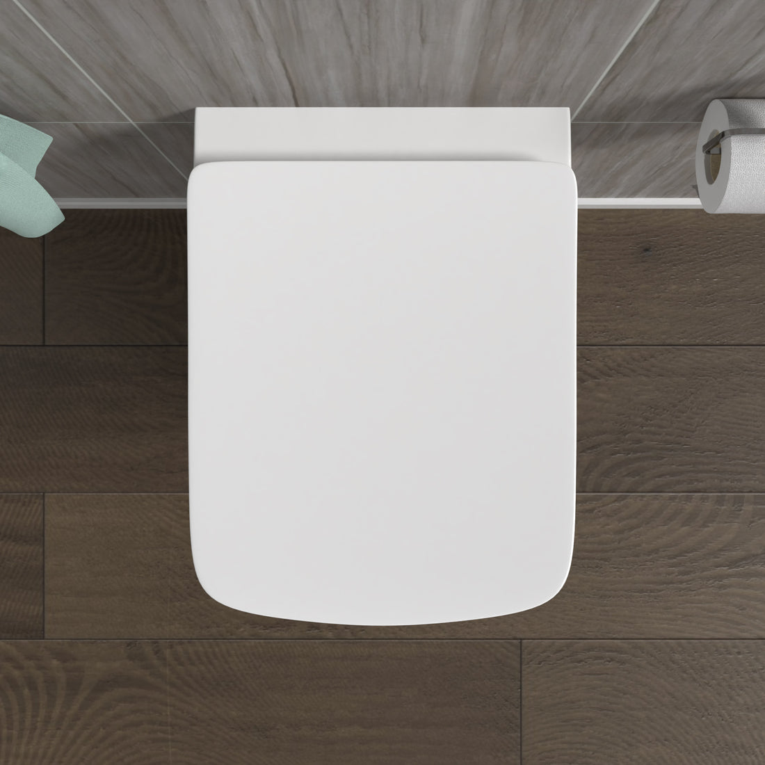 Warley Rimless Square Wall Hung Toilet Pan with Soft Close Toilet Seat