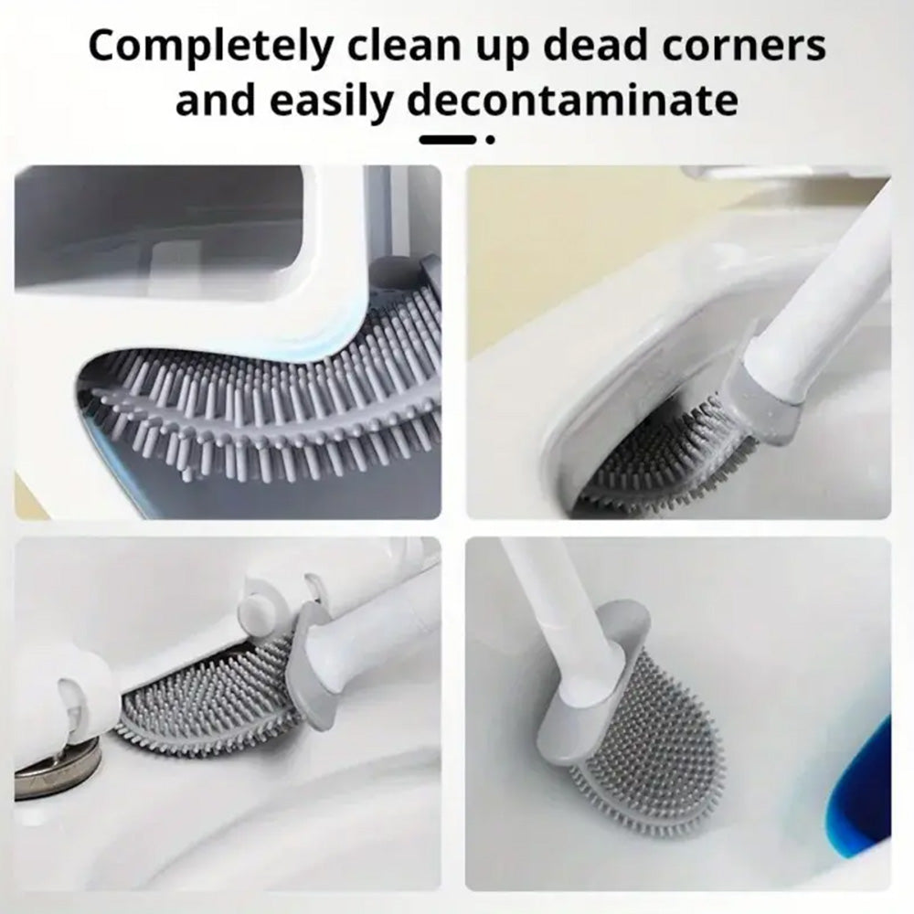 Shelly Silicone Toilet Brushes with Wall Mounted Toilet Brush Holder W