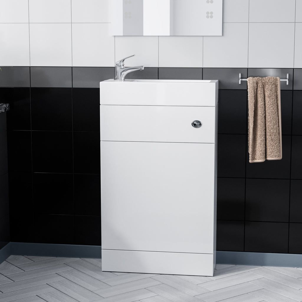 Nanuya Slimline Compact Cloakroom 500mm WC White Water Closet with Bas