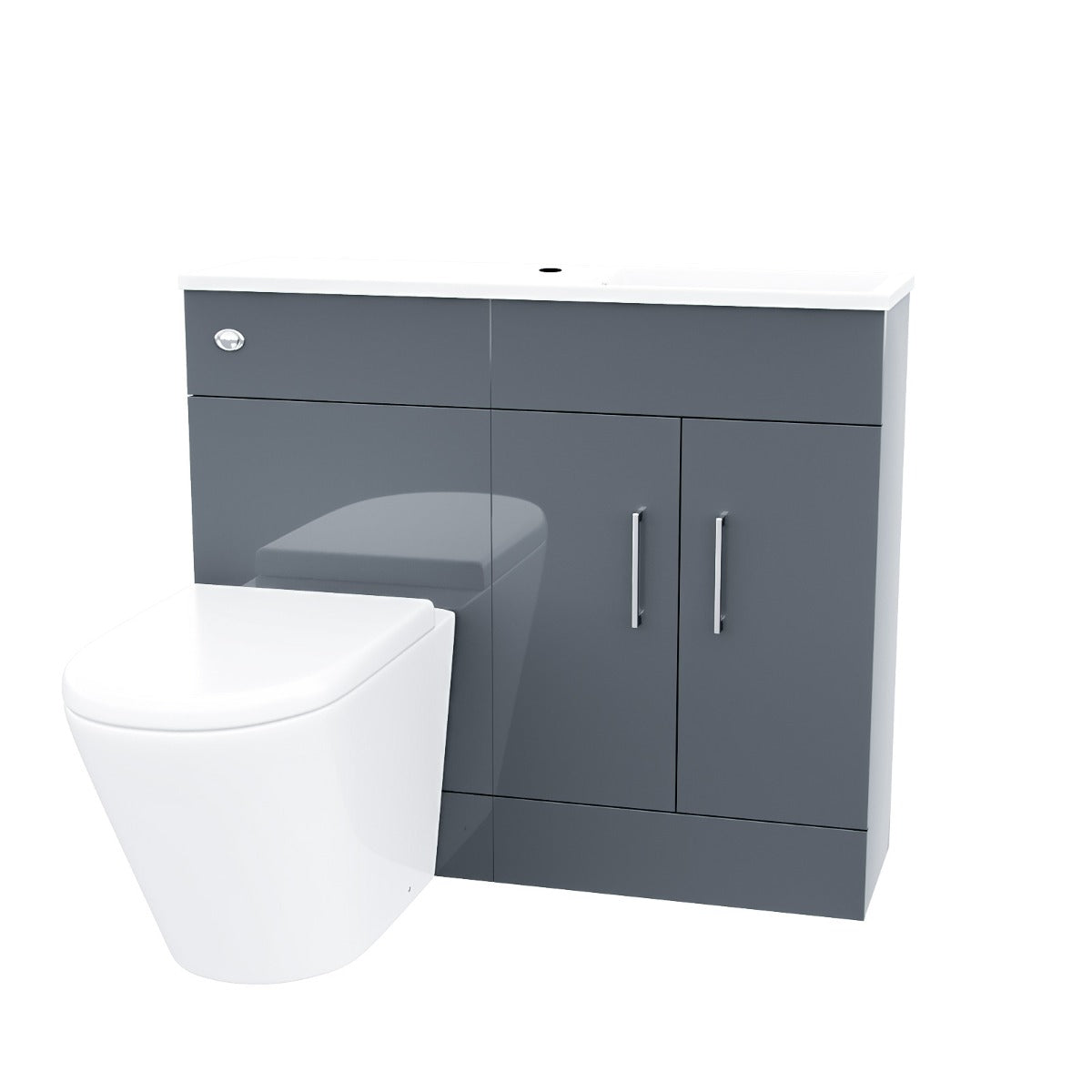 Davis 1000mm Vanity Basin Unit & Ellis Back To Wall Toilet Dark Grey ...